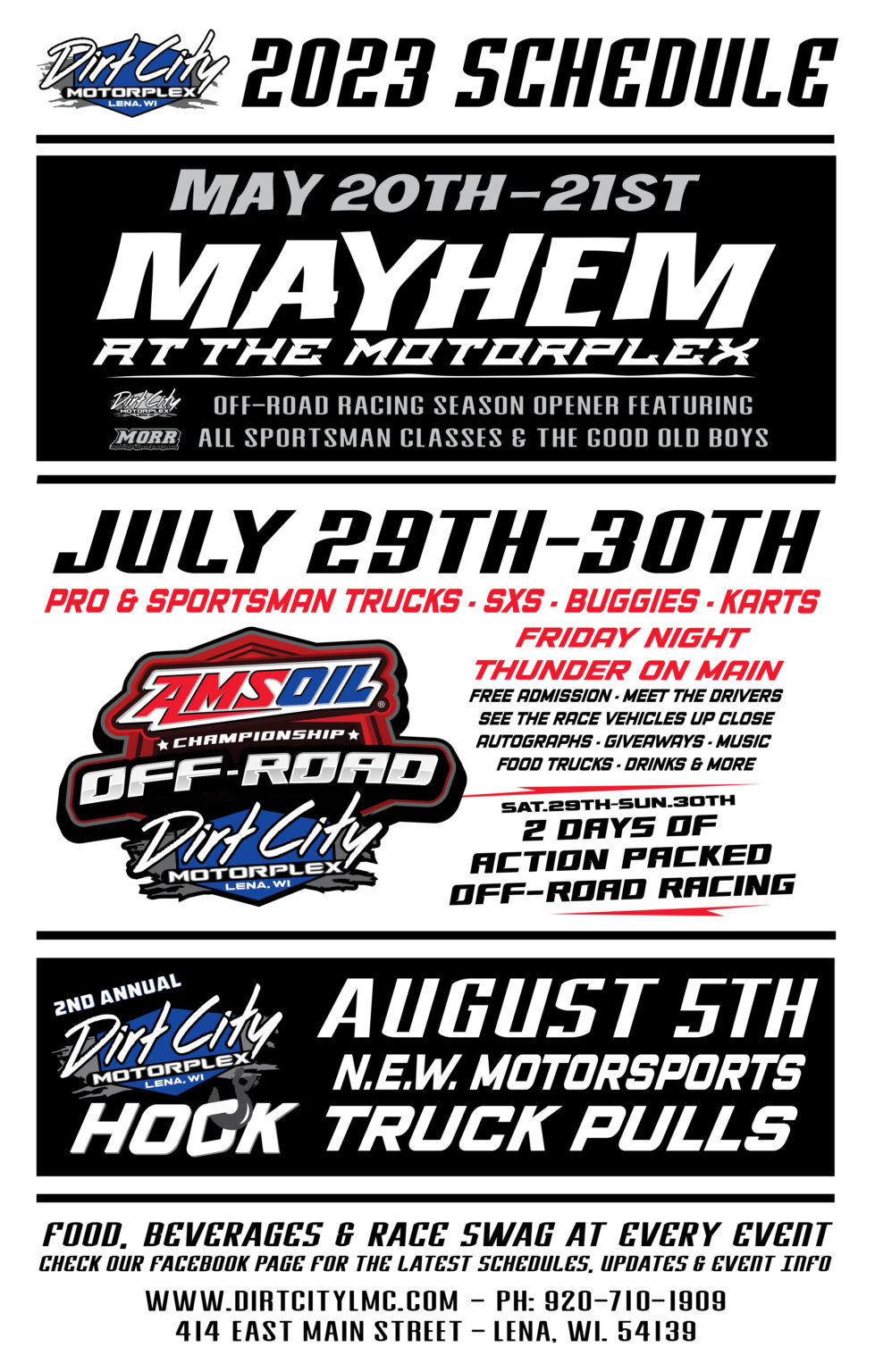 2023 Event Schedule - Dirt City LMC
